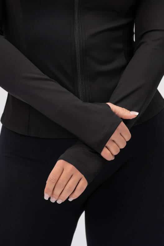 Sleek Black Zip Jacket – Thumb-Hole Cuffs | Astani Wear